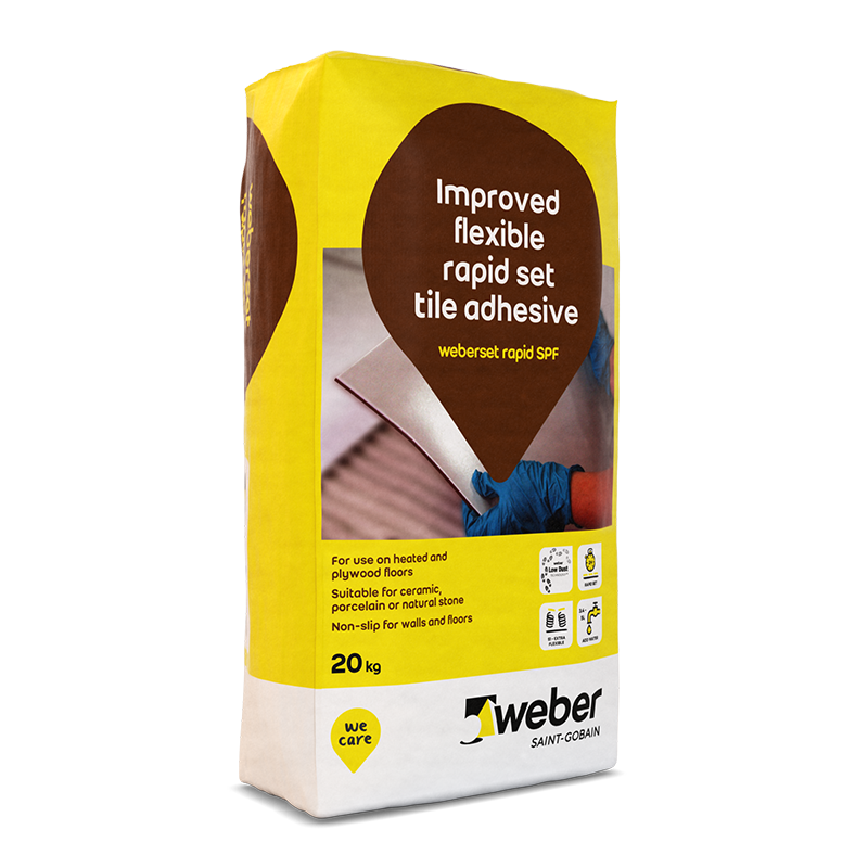 Weber Weberset Rapid SPF Rapid Set Tile Adhesive Low Dust Grey 20kg ...